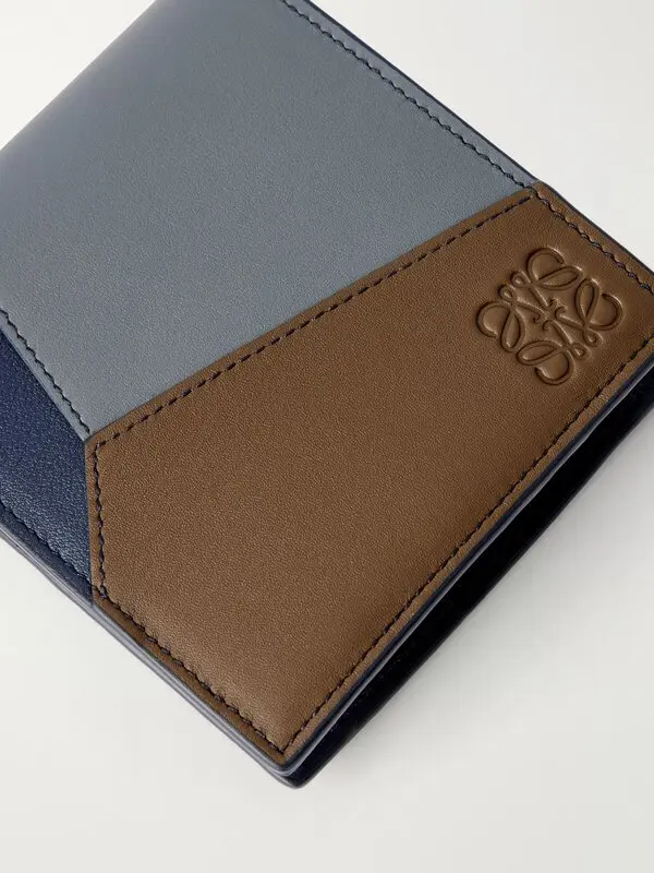 Loewe Puzzle Edge Colour-block Full-grain Leather Bifold Wallet - Brown