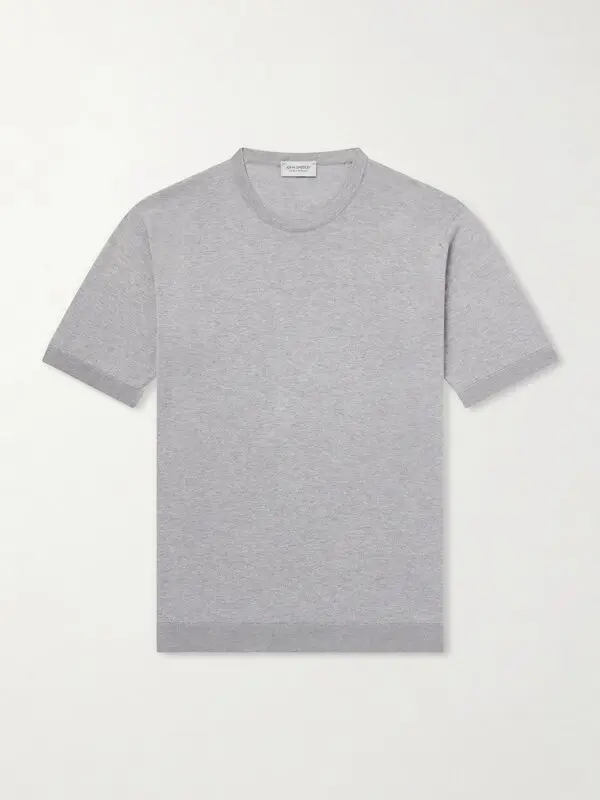 John Smedley Torin Ss Cotton-knitted T-shirt - Gray