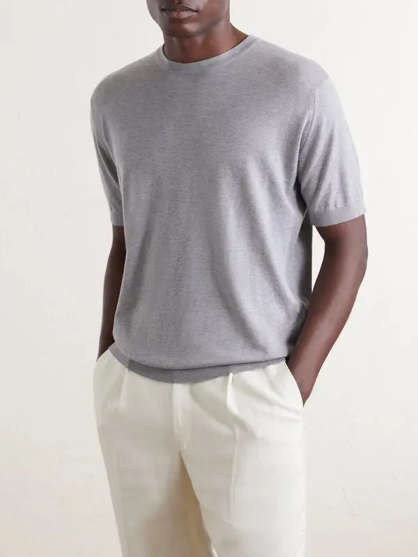 John Smedley Torin Ss Cotton-knitted T-shirt - Gray