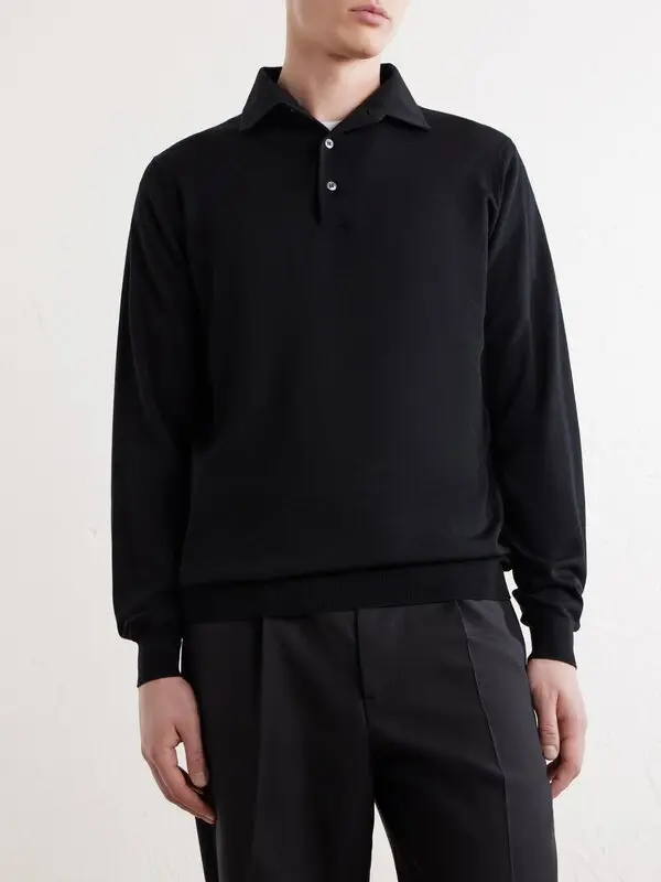 LARDINI Virgin Wool Polo Sweater
