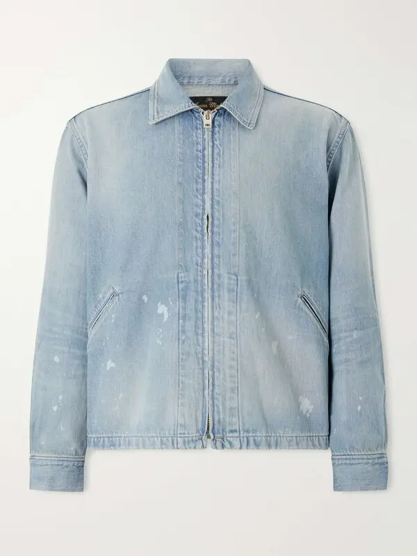 FULLCOUNT Distressed Denim Zip-up Jacket