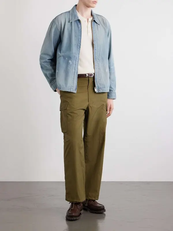 FULLCOUNT Distressed Denim Zip-up Jacket
