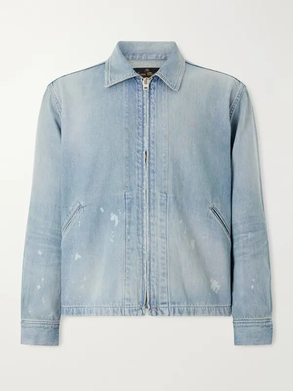 FULLCOUNT Distressed Denim Zip-up Jacket - Blue