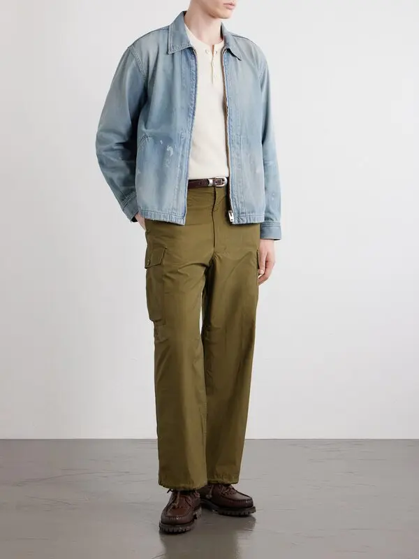 FULLCOUNT Distressed Denim Zip-up Jacket