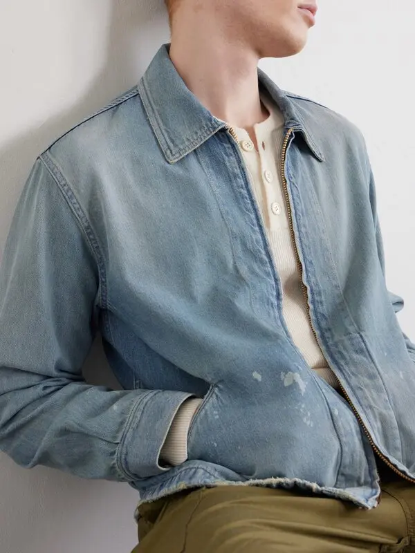 FULLCOUNT Distressed Denim Zip-up Jacket