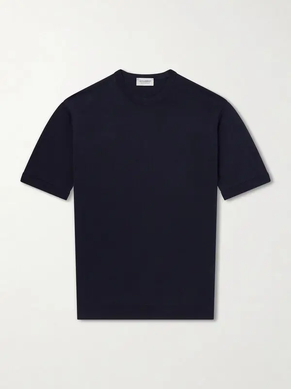 John Smedley Torin Ss Cotton-knitted T-shirt - Blue