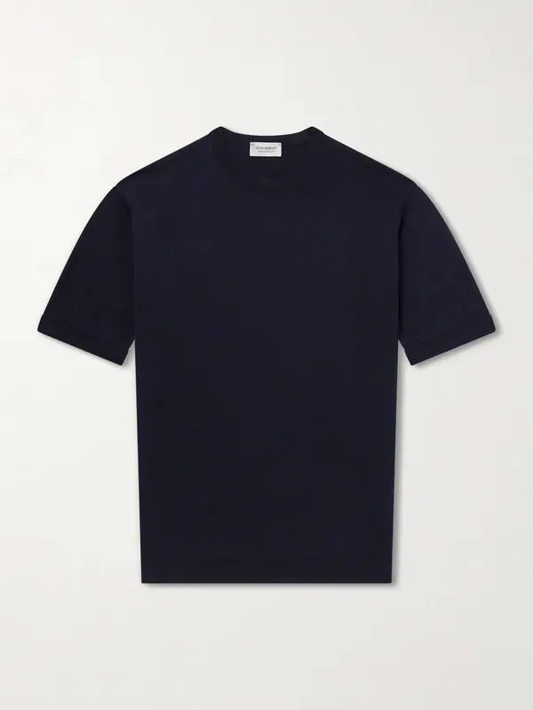 John Smedley Torin Ss Cotton-knitted T-shirt - Navy