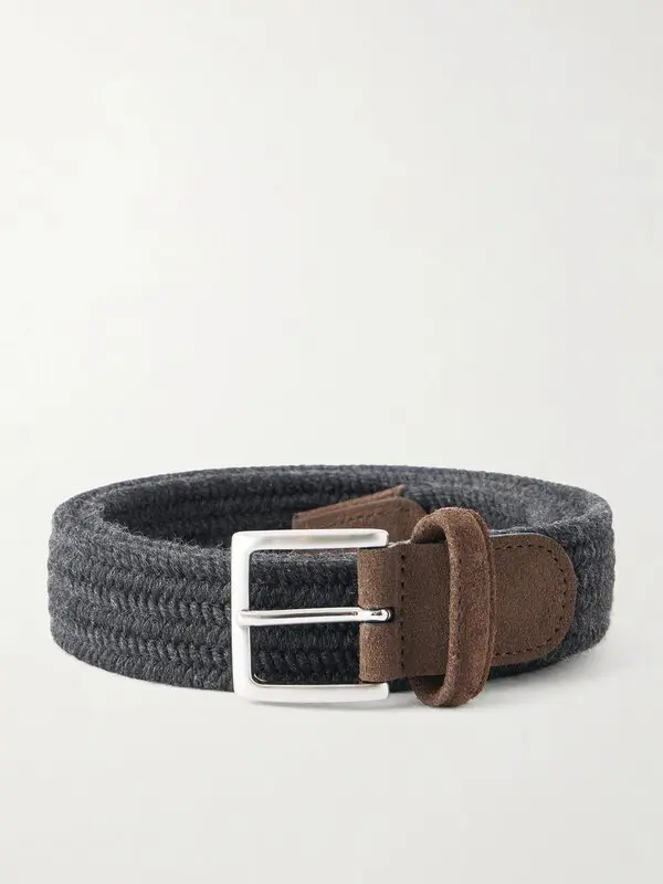 Anderson's Braided Fabric Belt With Suede Trim - Blue