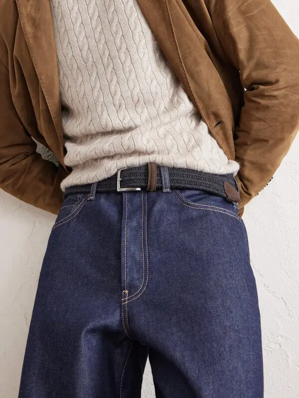 Anderson's Braided Fabric Belt With Suede Trim