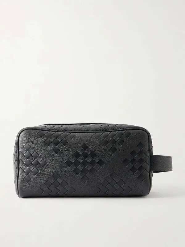Bottega Veneta Intrecciato Diamonds Leather Pouch - Black