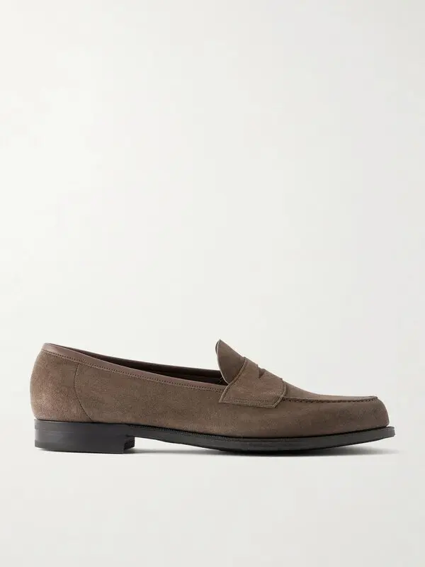 EDWARD GREEN Pimlico Suede Penny Loafers - Brown