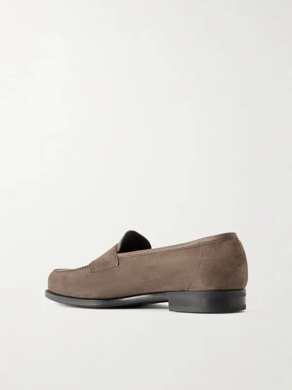EDWARD GREEN Pimlico Suede Penny Loafers - Brown