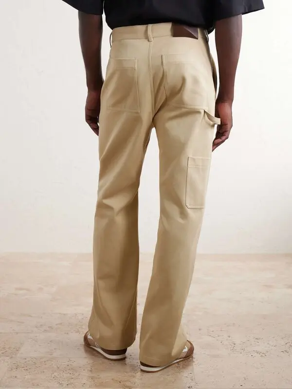 Loewe Logo-embroidered Wide-leg Cotton-blend Drill Trousers