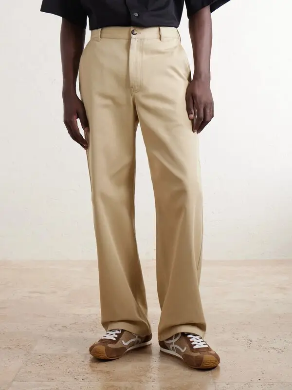 Loewe Logo-embroidered Wide-leg Cotton-blend Drill Trousers