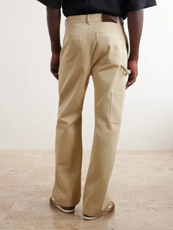 Loewe Logo-embroidered Wide-leg Cotton-blend Drill Trousers