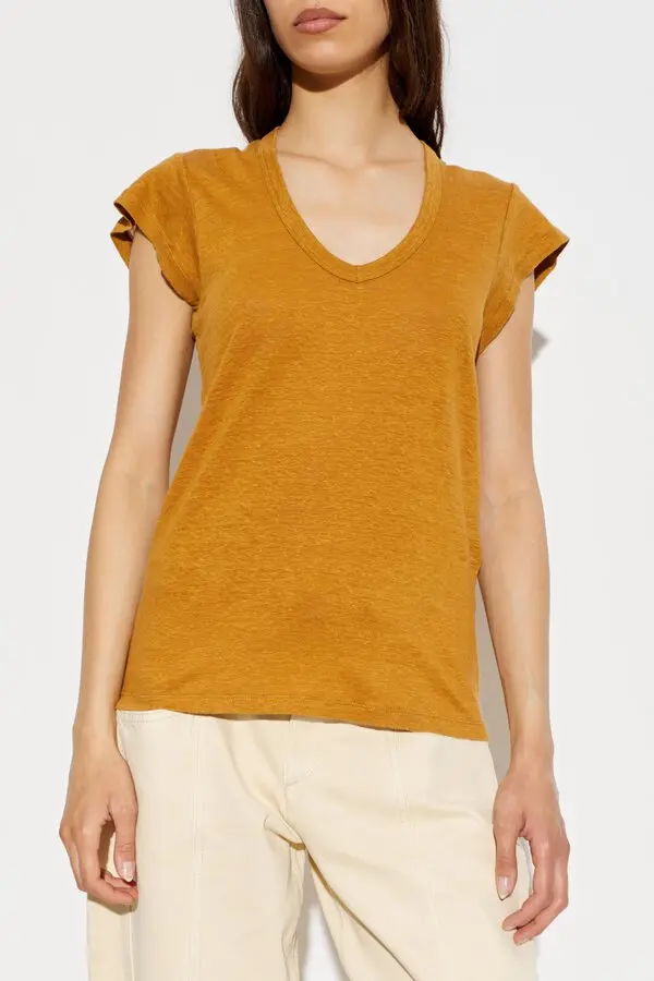 MARANT ETOILE Zankou Linen V-neck T-shirt