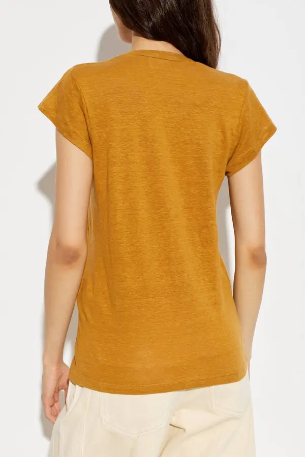 MARANT ETOILE Zankou Linen V-neck T-shirt