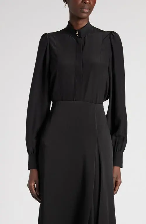 Alexander McQueen Band Collar Silk Button-up Shirt