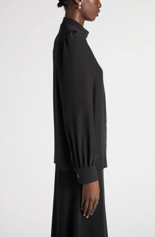 Alexander McQueen Band Collar Silk Button-up Shirt