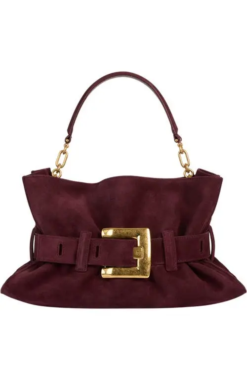 Balmain Medium Anthem Suede Leather Bag - Red