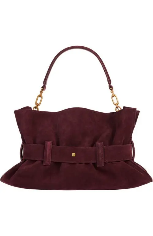 Balmain Medium Anthem Suede Leather Bag - Red