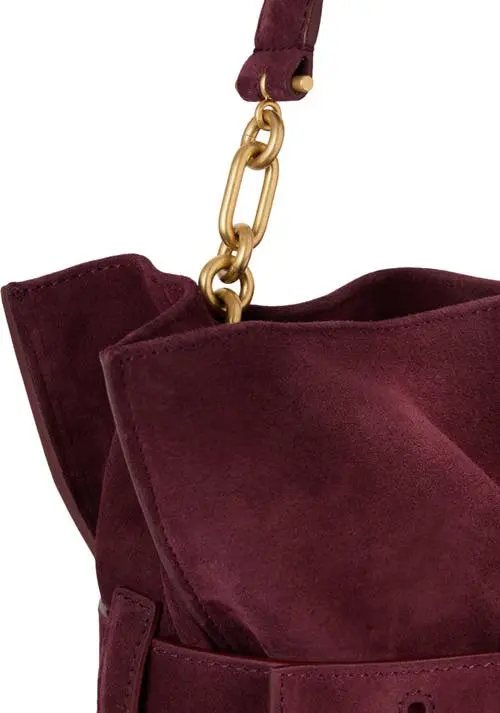 Balmain Medium Anthem Suede Leather Bag - Red