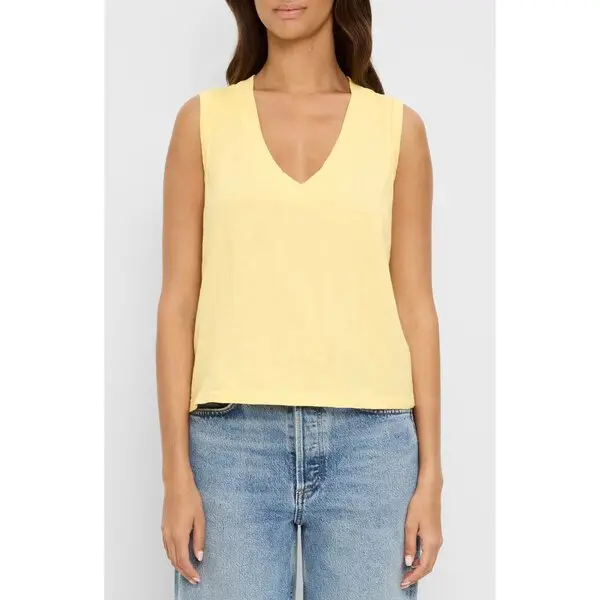 Michael Stars V-neck Cotton Slub Top - Macaw