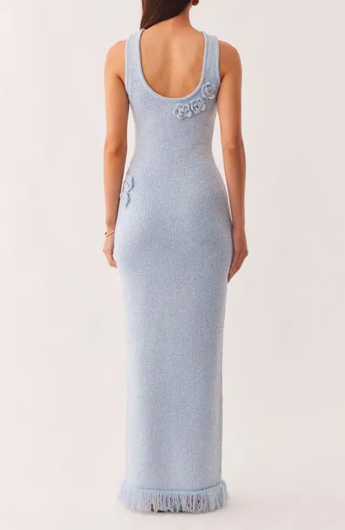SNDYS. Monroe Reversible Metallic Knit Maxi Sweater Dress - Blue