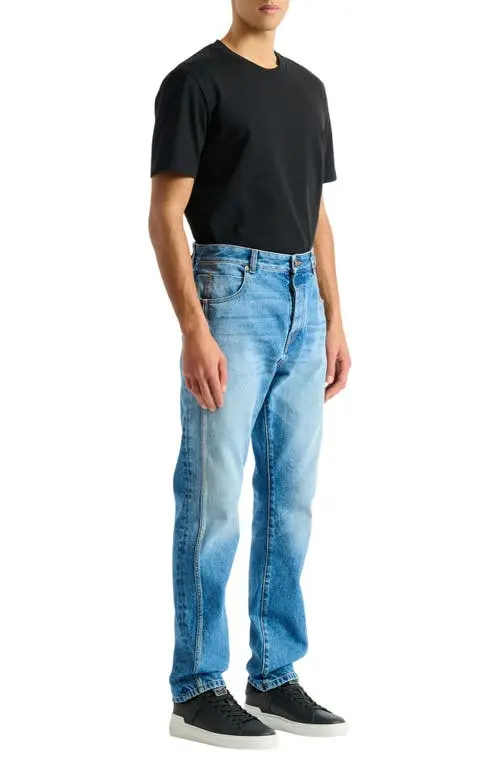 Balmain Straight-leg Faded Denim Jeans