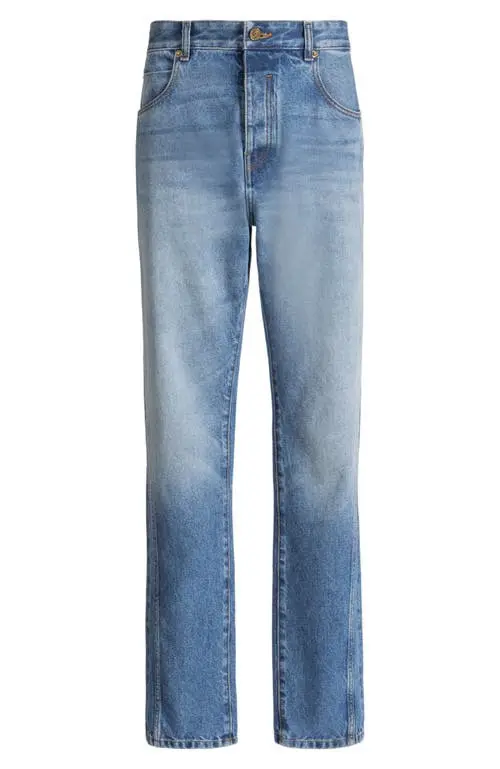 Balmain Straight-leg Faded Denim Jeans