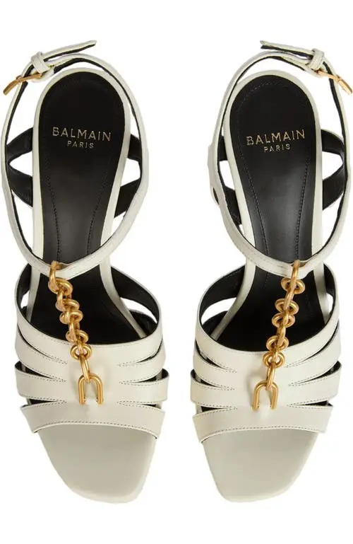 Balmain Sync Platform Sandals In Smooth Leather