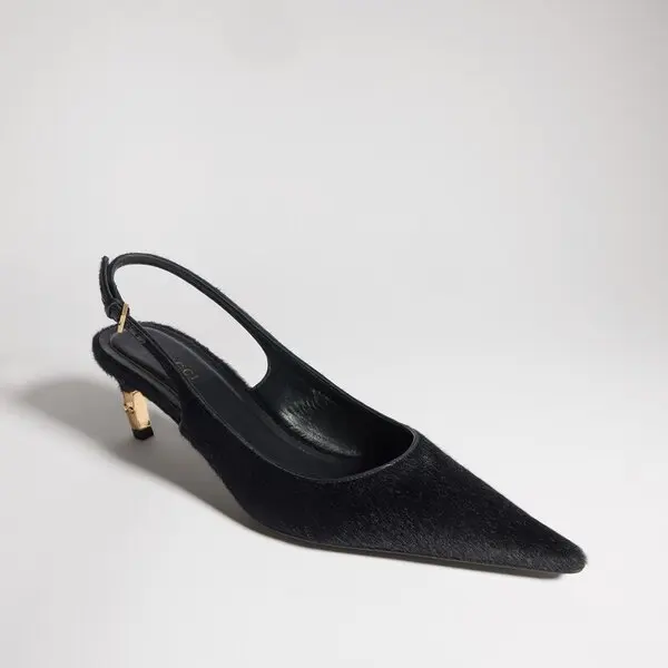 Gucci Castello Slingback With Bamboo-shaped Heel - Black