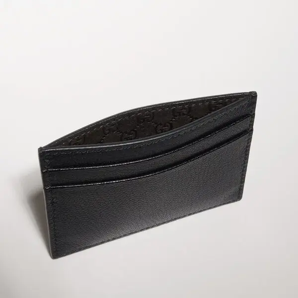 Gucci Card Case With Lettering Leather