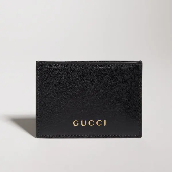 Gucci Card Case With Lettering Leather