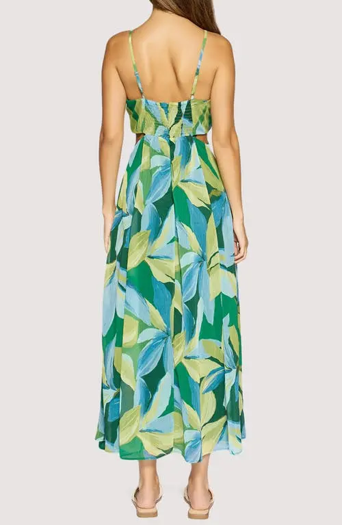 LOST + WANDER Neroli Floral Wave Side Cutout Maxi Dress