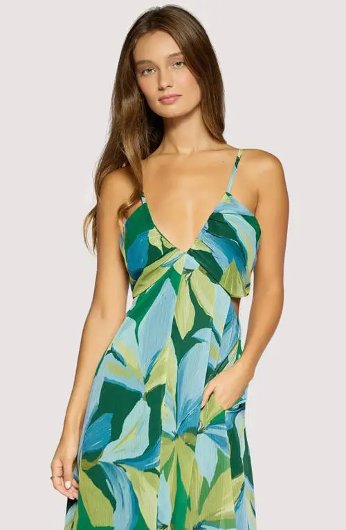 LOST + WANDER Neroli Floral Wave Side Cutout Maxi Dress