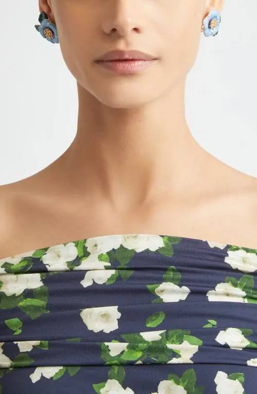 Carolina Herrera Enamel Flower Stud Earrings