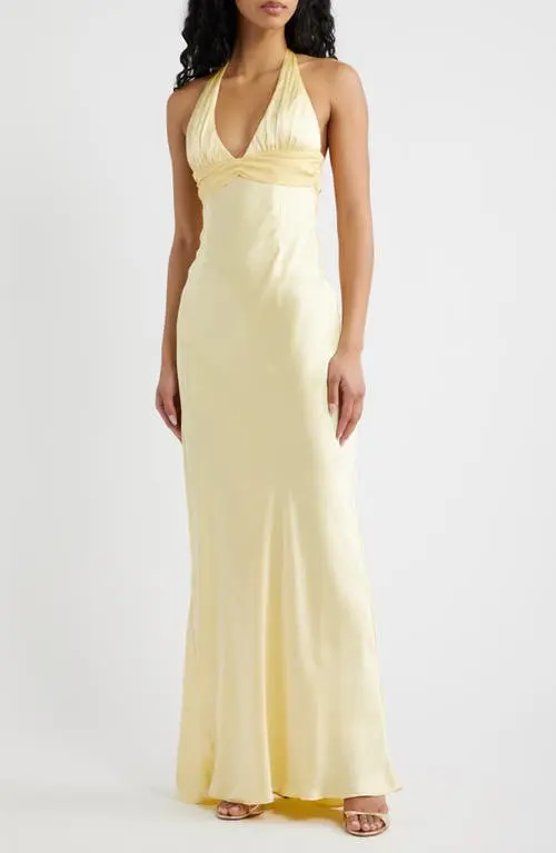 Princess Polly Odyssa Satin Halter Gown - Yellow