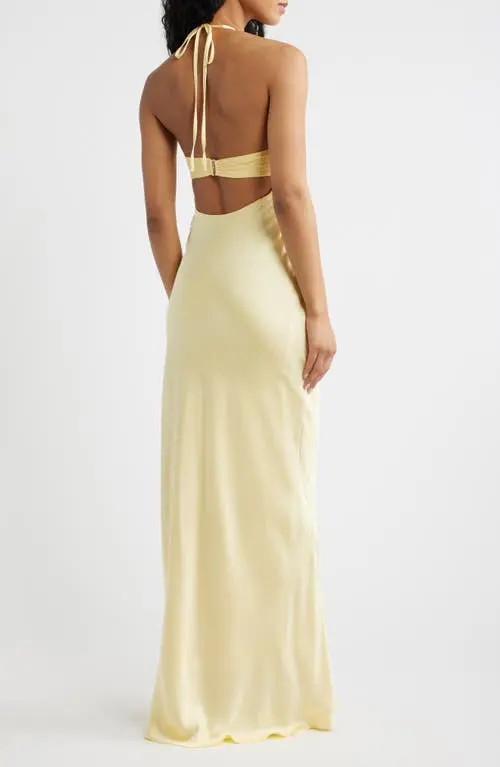 Princess Polly Odyssa Satin Halter Gown - Yellow
