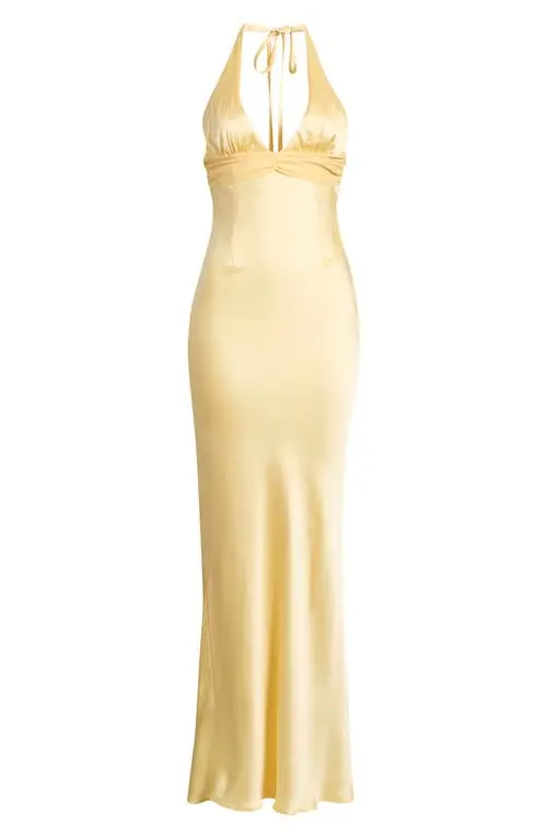 Princess Polly Odyssa Satin Halter Gown - Yellow