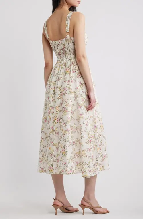 BLU PEPPER Lace Detail Floral Midi Dress