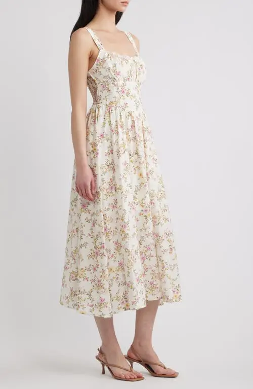 BLU PEPPER Lace Detail Floral Midi Dress