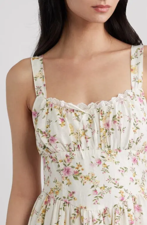 BLU PEPPER Lace Detail Floral Midi Dress