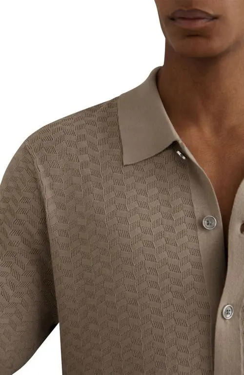 REISS Phoenix Chevron Knit Wool Full Button Cardigan