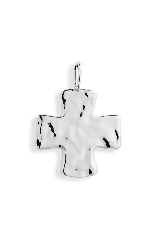 THE SIS KISS Hammered Cross Charm Pendant - Silver