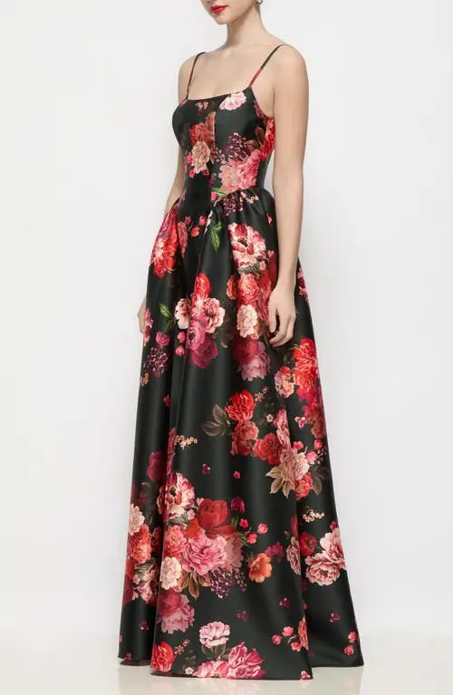 Dessy Collection Jillian Floral Satin Twill Gown
