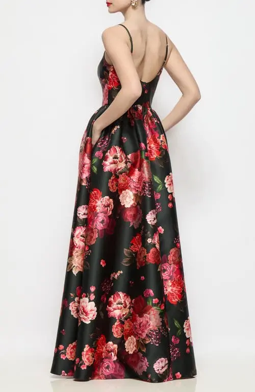Dessy Collection Jillian Floral Satin Twill Gown