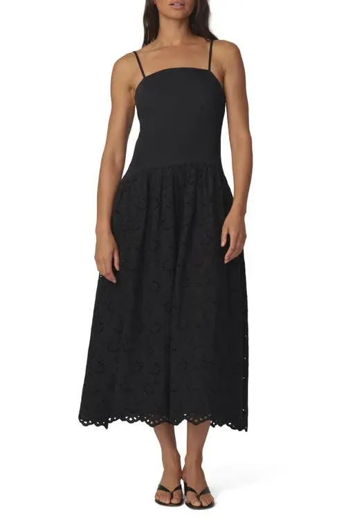 Joe's Jeans The Mara Eyelet Detail Cotton Midi Dress - Black