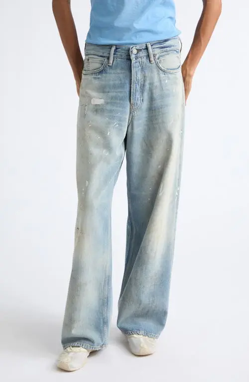 Acne Studios 1981 Trafalgar Distressed Wide Leg Jeans - Light Blue