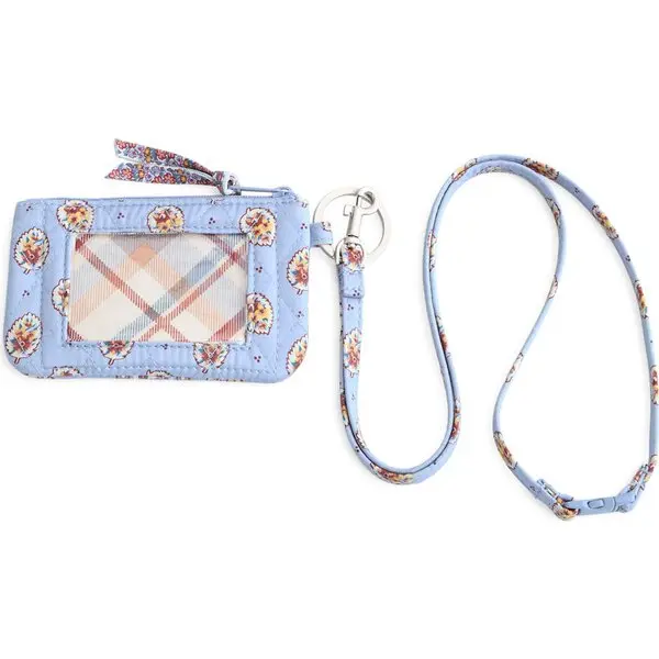 VERA BRADLEY Zip Id Pouch With Breakaway Lanyard - Blue Leaf